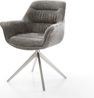 DELIFE Drehstuhl Kaira-Flex Boucl&eacute; Soft Schlamm Kreuzgestell breit Edelstahl 360&deg; drehbar Wippfunktion, Esszimmerst&uuml;hle