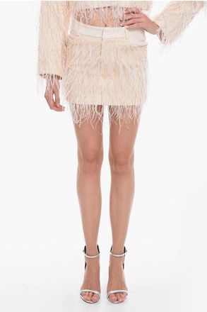 The Mannei Cotton-twill VENICE Miniskirt with Feather-embellishment Größe 42