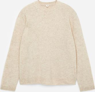 Arket Wollpullover Mit Rundhalsausschnitt -Wei&szlig;