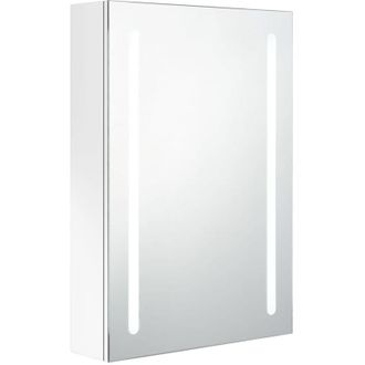 vidaXL LED-Spiegelschrank f&uuml;rs Bad Gl&auml;nzend Wei&szlig; 50x13x70 cm Vidaxl