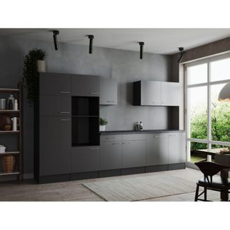 Respekta K&uuml;che K&uuml;chenzeile Leerblock Grau Matt Grau Oliver 340 cm Respekta