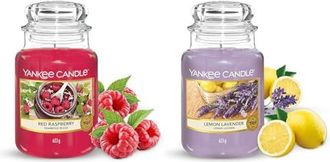 Yankee Candle Company Duftkerze im Glas (gro&szlig;) | Red Raspberry | Brenndauer bis zu 150 Stunden & Duftkerze im gro&szlig;en Jar, Lemon Lavender, Brenndauer bis zu 150 Stunden