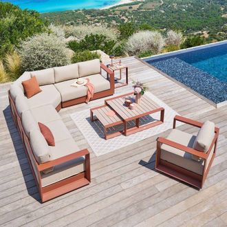Hesperide Chauffeuse de jardin Allure beige/acajou d&eacute;houssable - Hesp&eacute;ride