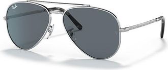 Ray-Ban New Aviator Sonnenbrillen Silber Fassung Blau Glas 62-14