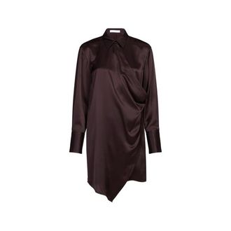 Helmut Lang Robe chemise mini satin&eacute;e en soie