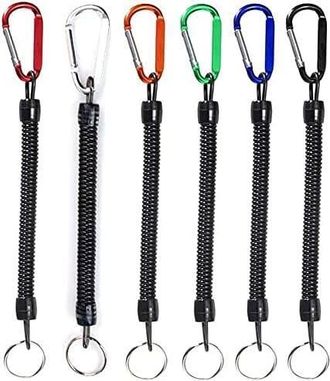 Generic Lot de 6 porte-cl&eacute;s en spirale extensibles color&eacute;s &agrave; ressort r&eacute;tractables pour cl&eacute;s, portefeuille, t&eacute;l&eacute;phone portable pratique et professionnel, comme
