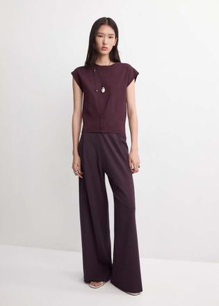 Mango Strick-Top mit Kn&ouml;pfen bordeaux - Damen - XS - MANGO