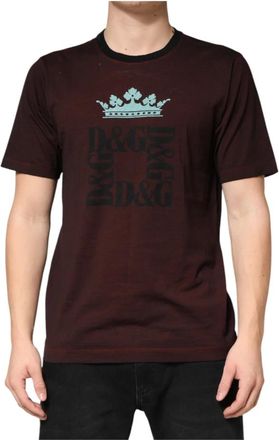 Dolce & Gabbana Homme, Tops, Brun, Taille: M T-shirt &agrave; col rond