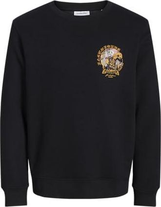 Jack & Jones Sweat-Shirt à col Rond Jjskull Rock pour Homme, Noir/imprimé : Petit, S