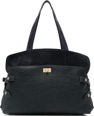 Anya Hindmarch sac cabas en cuir grainé à détails doeillets - Bleu