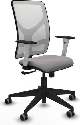 Piqueras y Crespo B&uuml;rostuhl mit hoher R&uuml;ckenlehne, mit wei&szlig;en und schwarzen Armlehnen, h&ouml;henverstellbare Lendenwirbelst&uuml;tze, ausgestattet mit 3 Positionen, Wei&szlig;/Grau