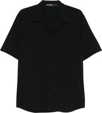 Karl Lagerfeld Homme, Chemises, Noir, Taille: M Chemise Manches Courtes Col Camp