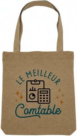 Fabulous Sac Shopping Tote Bag Aspect Lin - Le Meilleur Comptable du Monde Compte Entreprise Chiffre - Sac de Courses Toile Epaisse 360g Beige Naturel Cabas Po