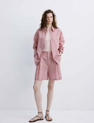 Mango Bermuda droit fines rayures rose pastel - Femme - 34 - MANGO