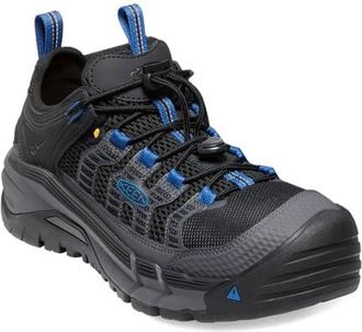 Keen Mens Birmingham Low Composite Toe Athletic Work Sneakers, Magnet/Bright Cobalt, 8.5