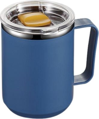 Generic Isolierte Kaffeetasse - Edelstahlbecher Mit Griff 450 Ml, Wiederverwendbare Metall-Camping-Wasserbecher Mit Deckel, Doppelwandige Thermotasse F&uuml;r Kaff
