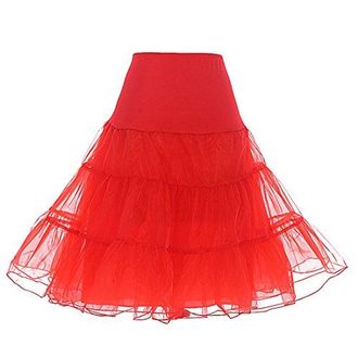 Dresstells Jupon ann&eacute;es 50 Vintage en Tulle Rockabilly Petticoat Longueur 66cm/26,Red M