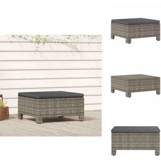 vidaXL Vidaxl - Gartenhocker mit Kissen Grau Poly Rattan - Gartenhocker - Rattan M&ouml;bel - Outdoor Furniture - Balkonm&ouml;beln - Terrasse M&ouml;blieren