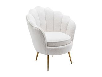 Vente-Unique Fauteuil Coquillage en Tissu Bouclette Blanc LALEA