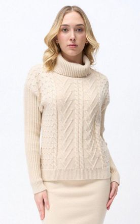 Passioni Strickpullover Rollkragenpullover mit Zopfmuster