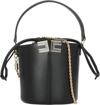 Elisabetta Franchi Femme, Sacs, Noir, Taille: ONE Size Mini sac seau &agrave; cordon de serrage et plaque logo