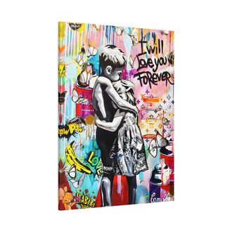 Generic I Will Love You Forever Banksy Canvas Wall Art, Inspired Pop Artwork Street Graffiti 36x48inch 90x120cm (Vertical) / 1.25inch 3.175cm