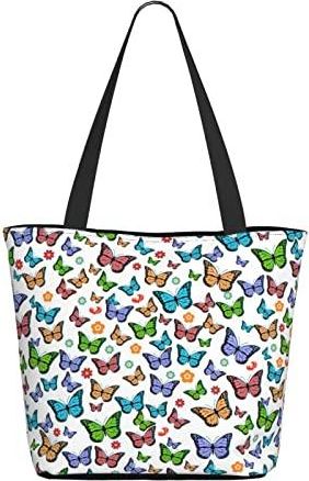 AOOEDM Sac &agrave; provisions pour femme avec papillons color&eacute;s 33 x 28 x 19 cm. Le cadeau parfait pour la Saint-Valentin. Cest de la Saint-Valentin pour maman, fi