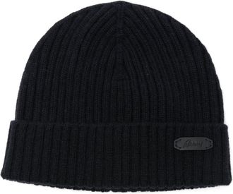 Brioni Beanie mit Logo-Patch - Blau