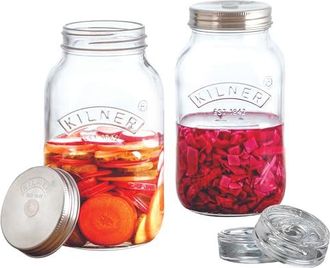 Kilner Lot de 2 Verres de 1 Litre en Verre de Fermentation Transparent 10 x 10 x 18 cm