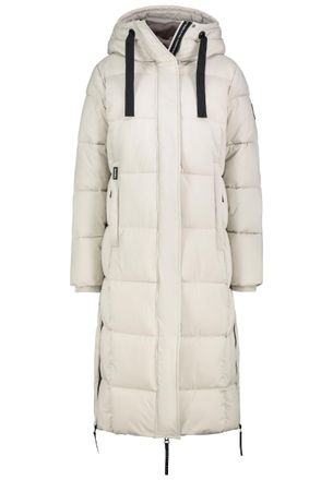 Sublevel Damen Steppmantel lang mit großer Kapuze light-beige M