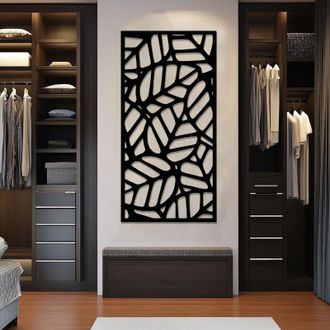 Generic Schwarze Metall-Wandkunst mit Palmenbl&auml;ttern, 3er-Set Tropische Metallpflanzen als Wanddekoration f&uuml;r das Wohnzimmer, Moderne Palmenblatt-Kunstwerke a