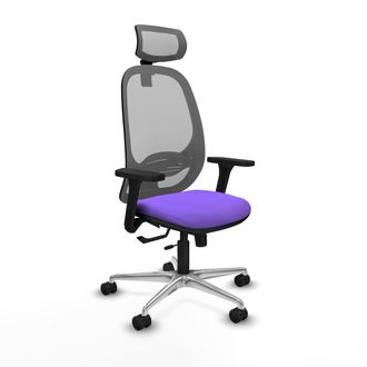 Piqueras y Crespo Cilanco Sicherheitsstuhl mit 3D-Armen, h&ouml;henverstellbare Lendenwirbelst&uuml;tze und h&ouml;henverstellbares Kopfteil, Grau/Lila