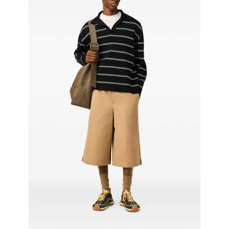 Ami Striped Cotton Polo - Black