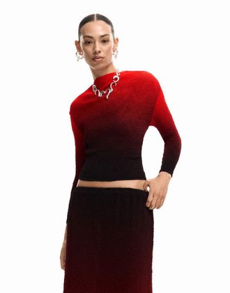 Desigual Blouse effet d&eacute;grad&eacute; - Rouge-multicolore