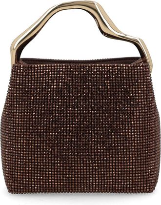 Cult Gaia Womens Handbag Solene Mini Brown Cz Rhinestone Mesh Handbags Hand Bags