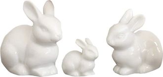 Vosarea 3St. Kaninchen Figur Miniature Keramik Porzellan Hase Statue Osterhasen Figuren Tierfigur Dekofigur f&uuml;r Balkon Fee Garten Ornament Geburtstag Ostern P
