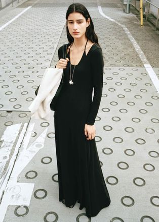 Mango Robe avec col combin&eacute; en maille fine noir - Femme - S - MANGO