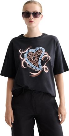 Scotch & Soda Damen Artwork Loose-Fit T-Shirt, Meteorit U014, M