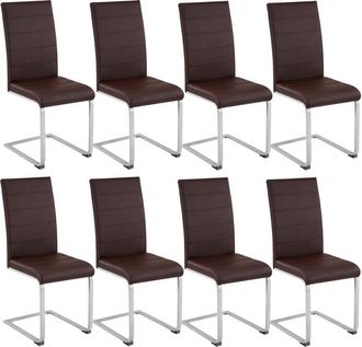TecTake Chaises de Salle à Manger bettina Rembourrées Pieds en métal Argentés Design Moderne Lot 8 chaises revêtement cuir synthétique ergonomiques marron