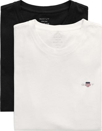 GANT Jungen C-Neck 2-Pack T-Shirt, Black/White, 134/140 cm