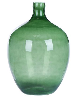 Beliani Runde Blumenvase aus gefärbtem Glas handgefertigt grün 39 cm Roti