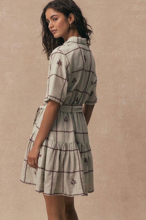 Next Minikleid Kurz&auml;rmeliges Mini-Hemdblusenkleid mit Bindeg&uuml;rtel (1-tlg)