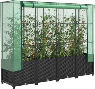 vidaXL Jardini&egrave;re sur&eacute;lev&eacute;e avec housse aspect rotin 160x40x138 cm vidaXL
