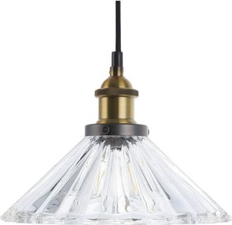 Beliani Luminaire Lampe Suspension Transparente en Verre et M&eacute;tal E27 40W A++ Design &agrave; la Mode Moderne avec Touche Industrielle pour Salon ou Cuisine Beliani