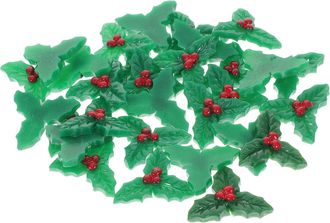 Hemobllo 30stücke Teiliges Resin Stechpalmenblätter Weihnachtsdeko DIY Bastelaccessoires Für Weihnachtsbaum Kranz Tischdeko Festliche Party Favoren