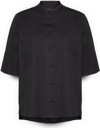 Elena Miro Femme, Blouses et Chemises, Noir, Taille: 42 FR Chemisier Boutonn&eacute; &agrave; Col Mao