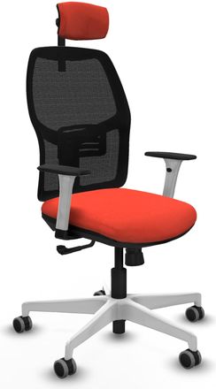 Piqueras y Crespo Alfera B&uuml;rostuhl Orange mit wei&szlig;en und schwarzen Armlehnen, h&ouml;henverstellbare Lendenwirbelst&uuml;tze und h&ouml;henverstellbares Kopfteil, Schwarz / Dunkeloran