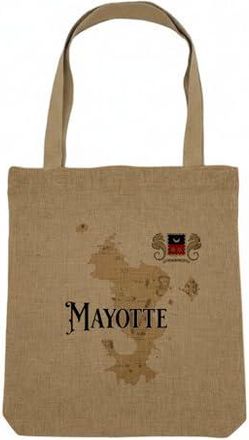 Fabulous Sac Shopping Tote Bag Aspect Lin - Mayotte 976 D&eacute;partement Outre Mer Carte Ancienne Rare - Sac de Courses Toile Epaisse 360g Beige Naturel Cabas Port&eacute;
