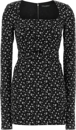 Dolce & Gabbana Bedrucktes Stretch-Seiden-Minikleid - - Dresses - Damen - Schwarzk - M
