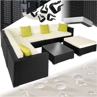 TecTake Tectake - Canap&eacute; de jardin marbella modulable 7 places, variante 2 - noir